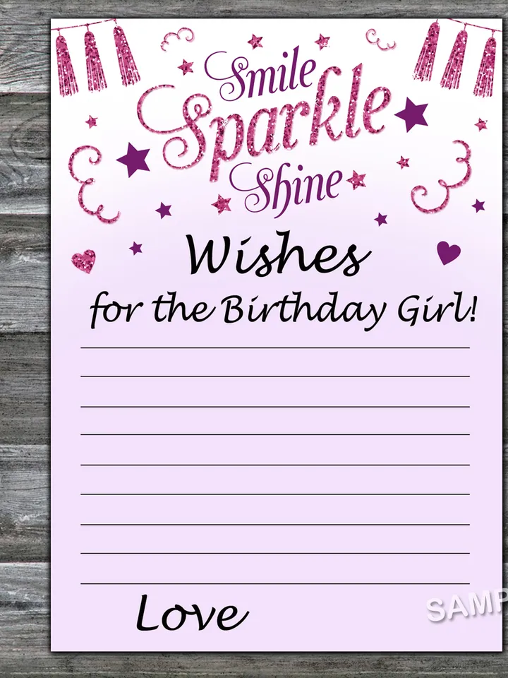 Pink glitter Wishes for the birthday girl,Adult Birthday party game-fun ...