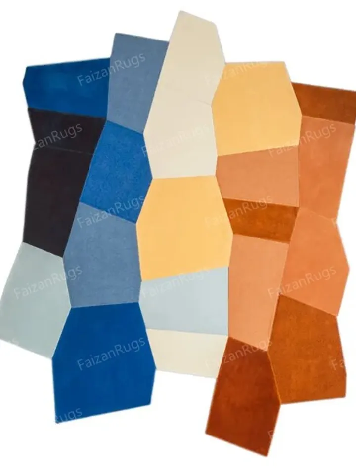 Contemporary multi color Hand tufted shaped rugs 100% wool for living ...