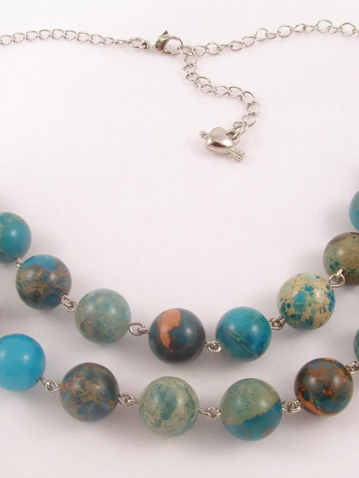 Teal Variscite Imperial Jasper Necklace Turquoise Blue Stone Necklace ...