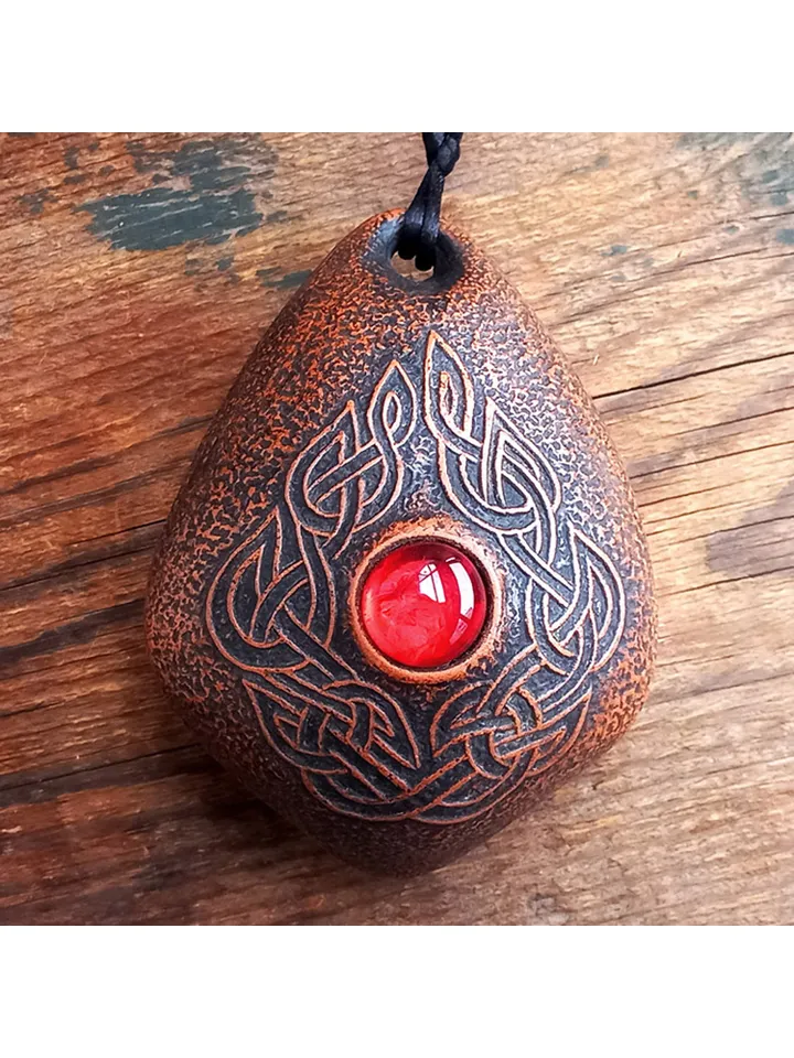 Druid flute "Element of Fire" red inlay / natural major ocarina ...