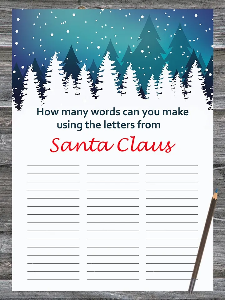 Christmas party games,How Many Words Can You Make From Santa Claus ...