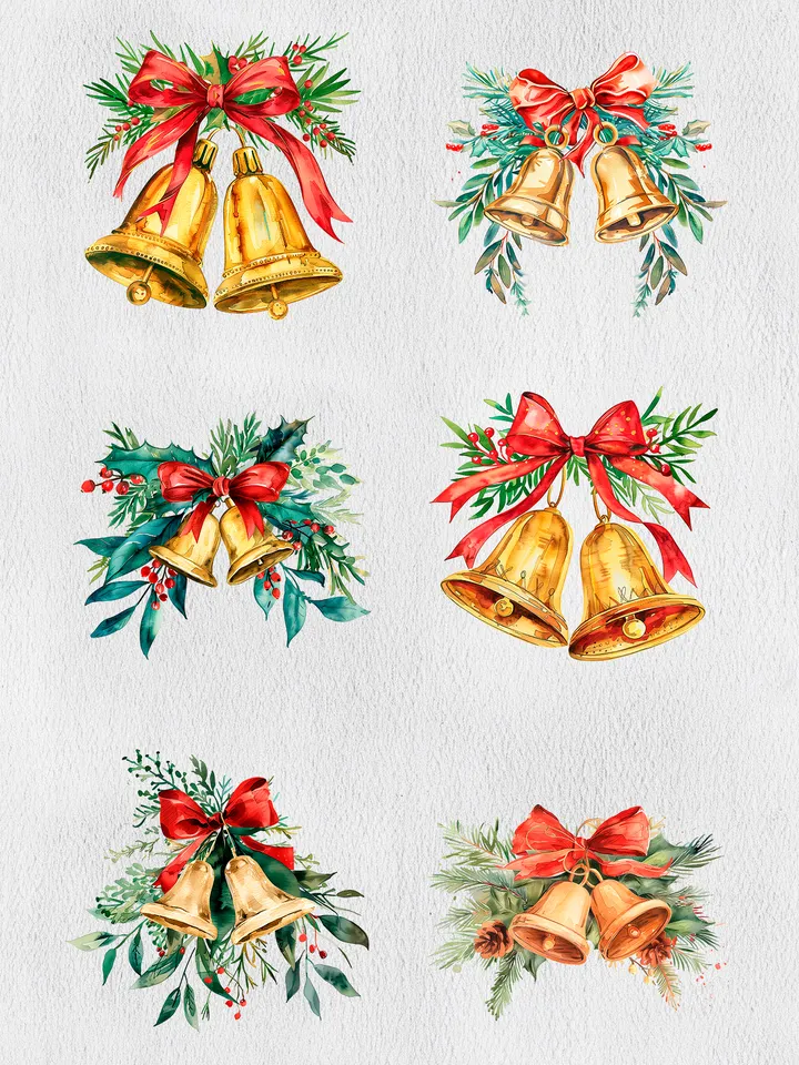12 Christmas Golden Bell PNG Bundle $1.99 | Buy online with delivery