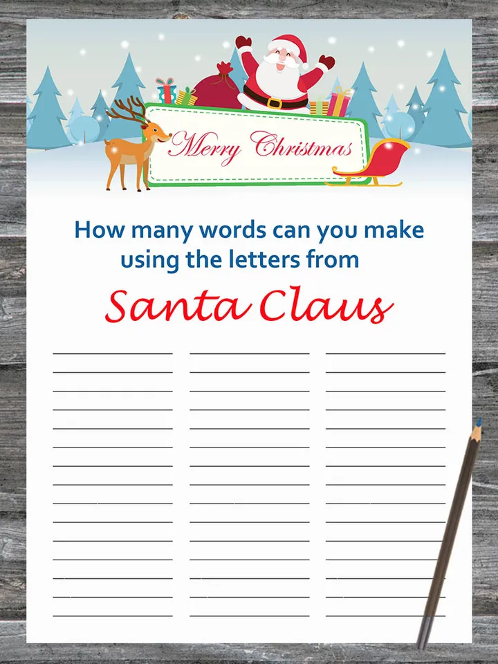 Christmas party games,How Many Words Can You Make From Santa Claus ...