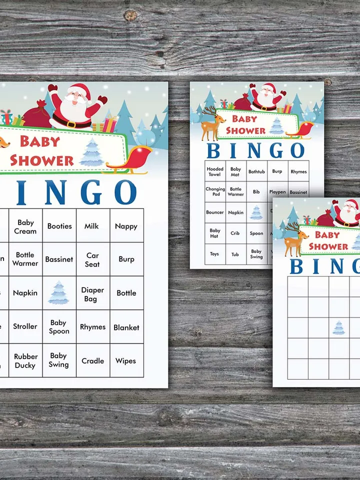 60 Merry christmas Baby Shower Bingo Cards,Christmas Baby Shower Bingo ...