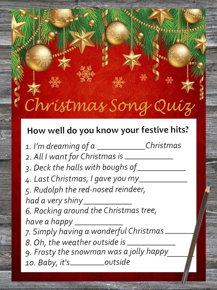 Christmas party games,Christmas Song Trivia Game Printable,Gold toys ...