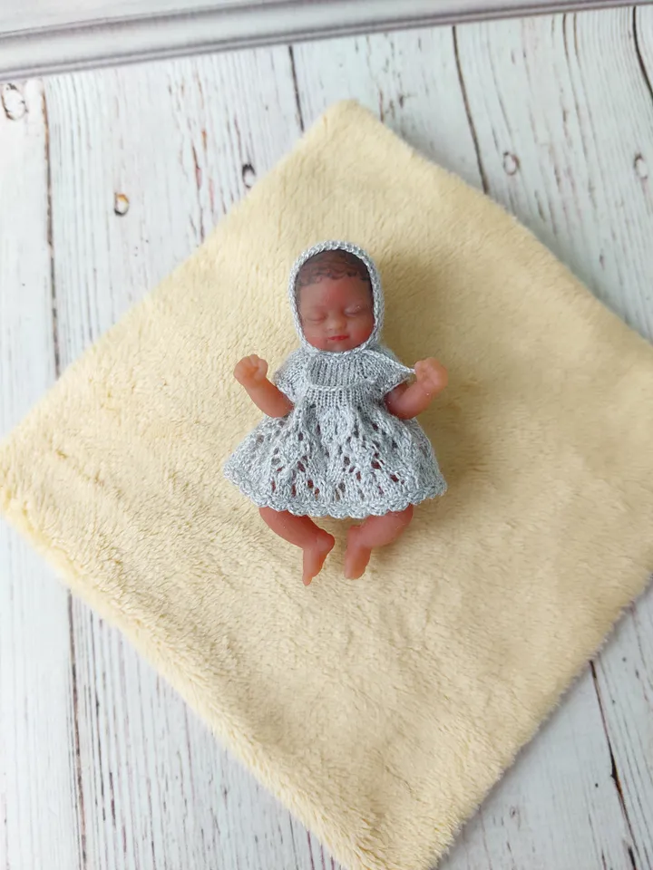 Miniature white dresses for mini 2 inches dollhouse dolls. Baby doll ...