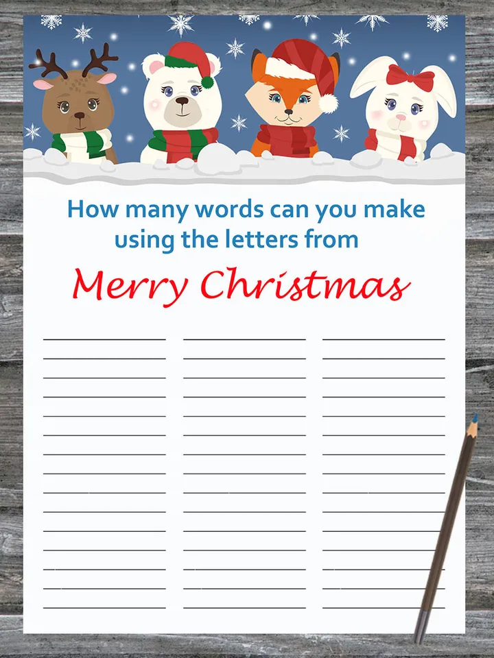Christmas party games,How Many Words Can You Make From Merry Christmas ...