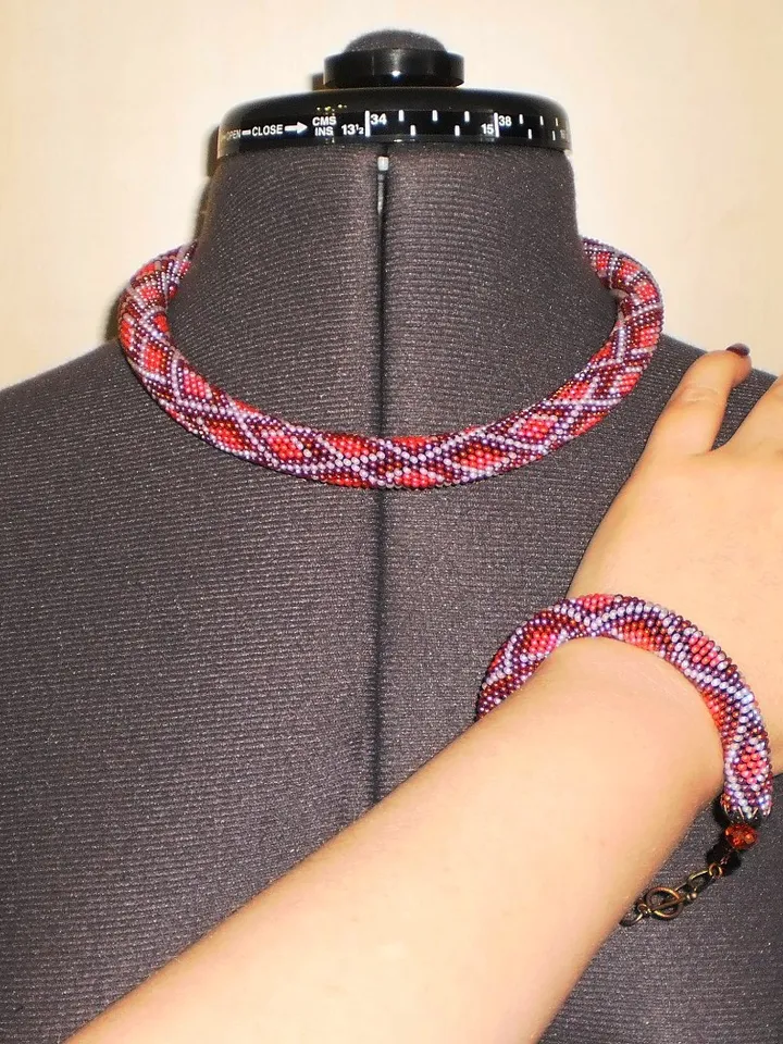 Bead Crochet rope patterns "Berry geometry" necklace and bracelet $5.00 ...