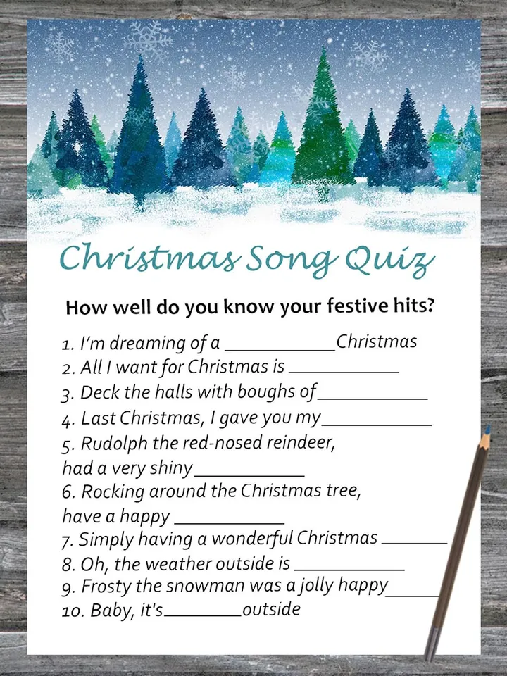 Christmas party games,Christmas Song Trivia Game Printable,Winter ...