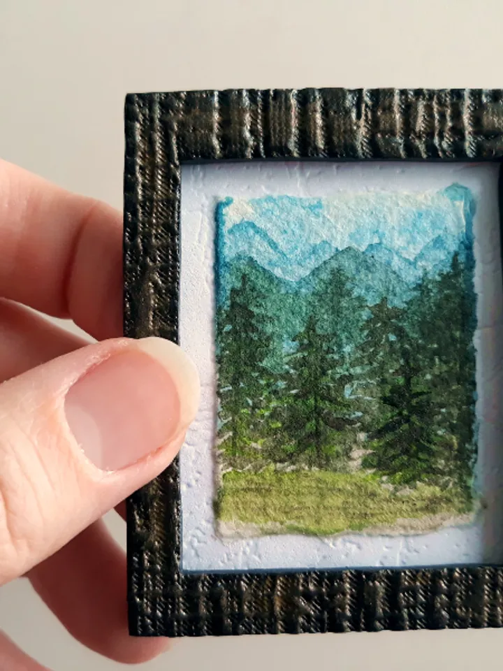 Tiny Original Watercolor Painting/Collectable Abstract Mini Wall Art ...