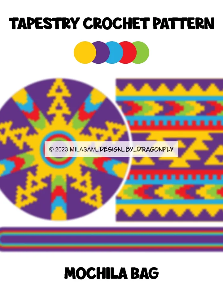 Wayuu mochila bag patterns / SET of 3 tapestry crochet bag patterns ...