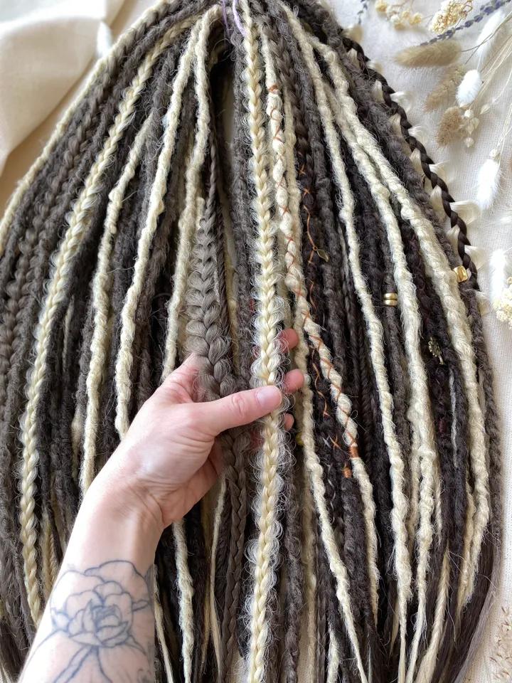 Brown and Blonde synthetic De dreadlocks and braids Ready to Ship ...