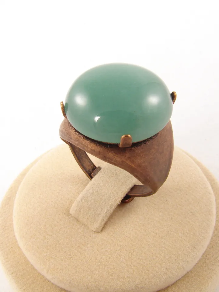 Green Aventurine Adjustable Ring Large Round Sage Mint Green Stone ...