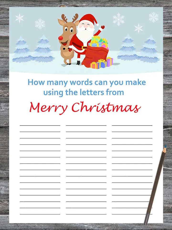 Christmas party games,How Many Words Can You Make From Merry Christmas ...