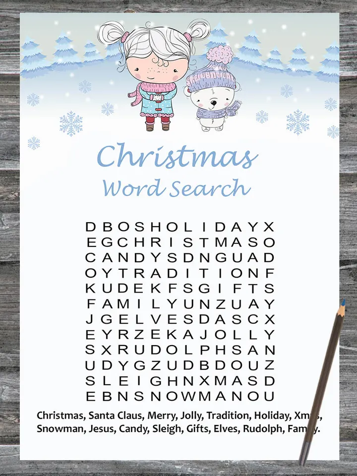 Christmas party games,Christmas Word Search Game Printable,Polar bear ...
