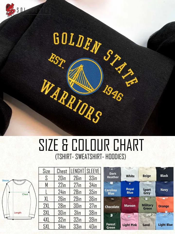 Golden State Warriors Est 1946 Embroidered Sweatshirt, NBA Team ...