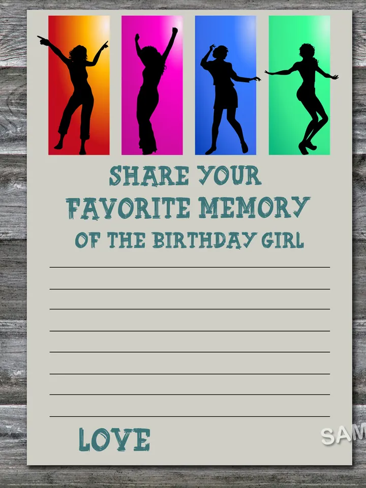 Dance party Favorite Memory of the Birthday Girl,Adult Birthday party ...