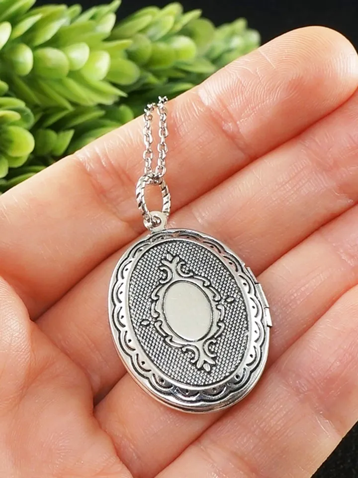 Blue Abalone Paua Shell Silver Photo Locket Pendant Keepsake Necklace ...