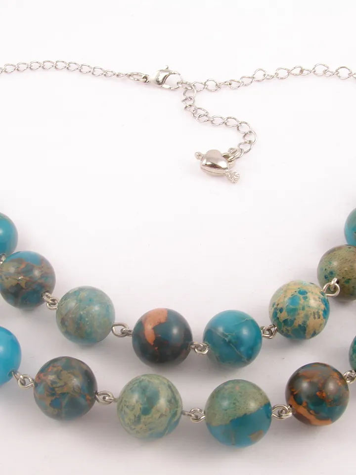Teal Variscite Imperial Jasper Necklace Turquoise Blue Stone Necklace ...