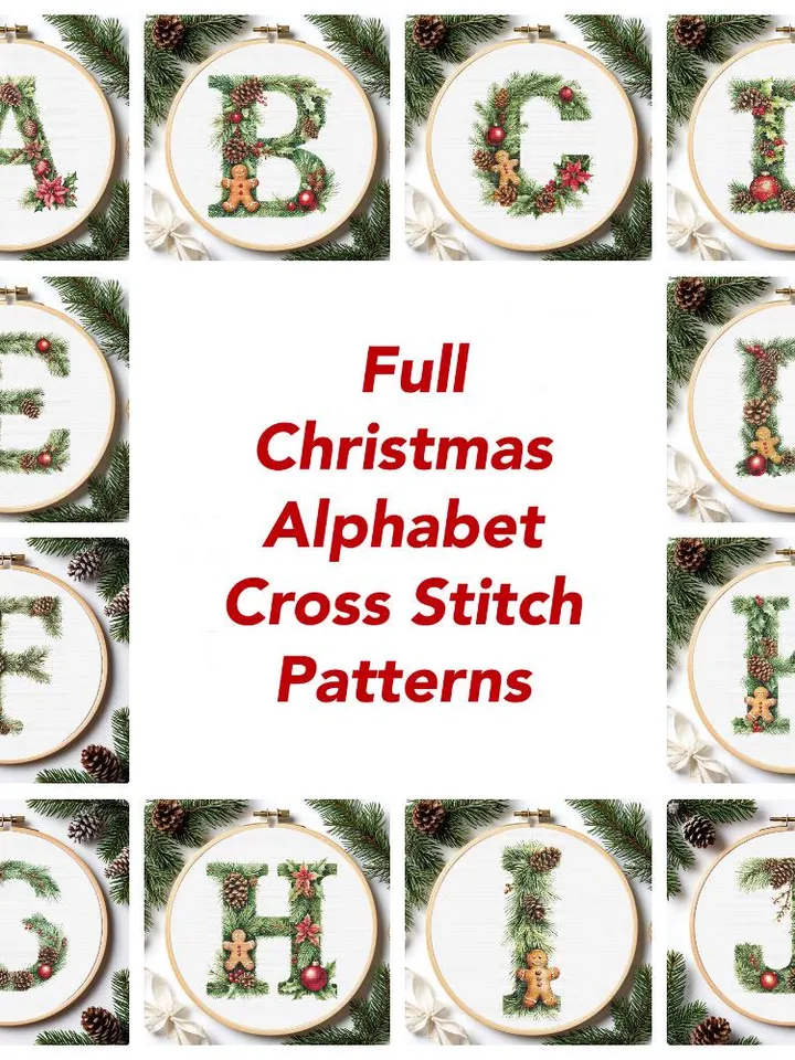 Christmas Alphabet Cross Stitch Pattern: Holiday Monogram (PDF Pattern)