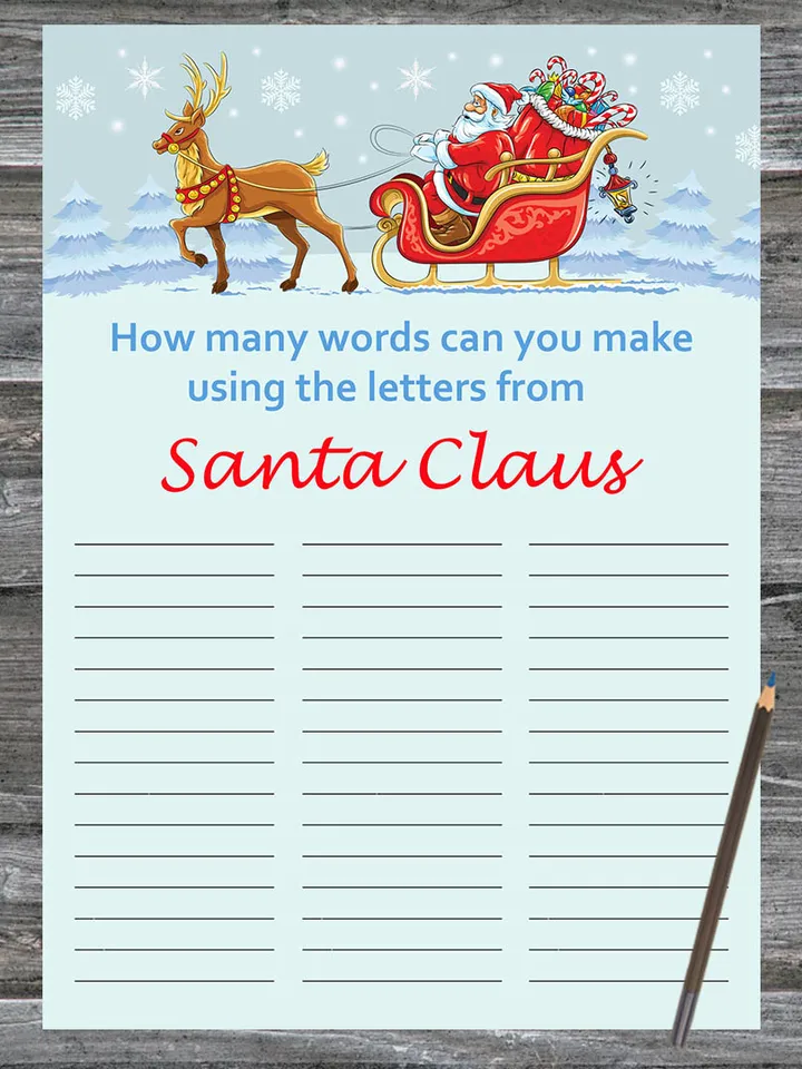 Christmas party games,How Many Words Can You Make From Santa Claus ...