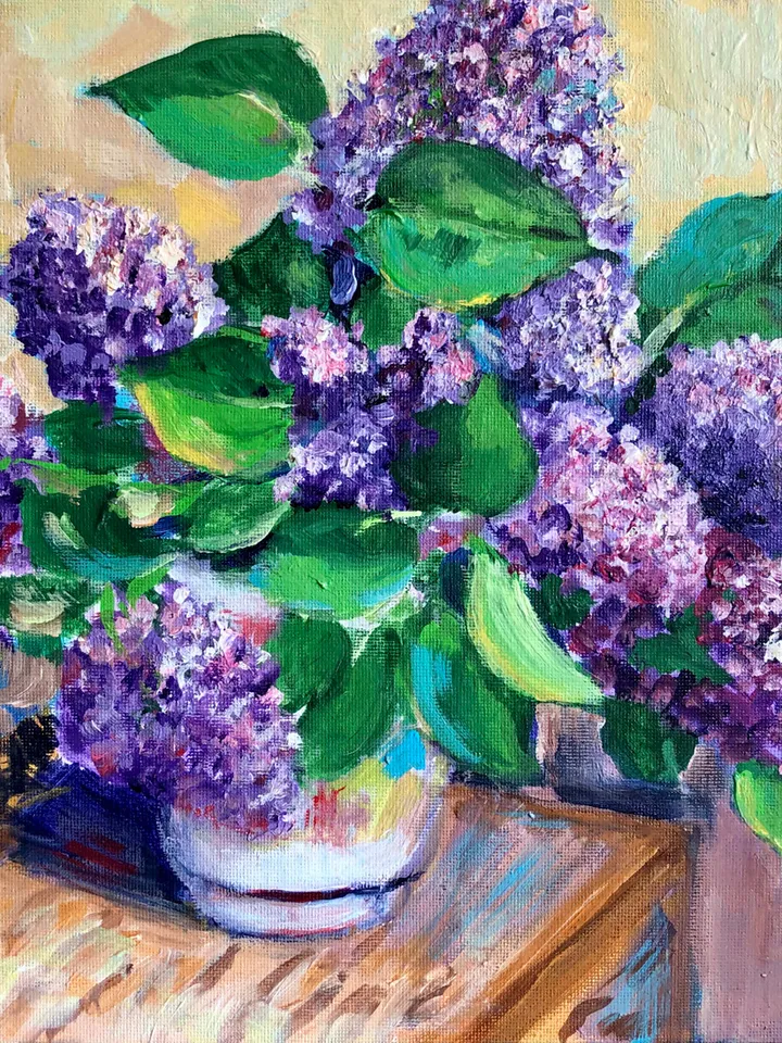 Original Lilac Painting, Spring Flowers Canvas Painting $80.00 | Buy ...
