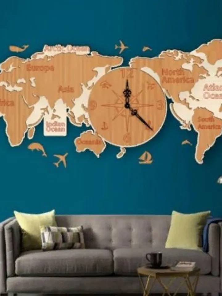 Digital Template Cnc Router Files Clock Map Cnc for Wood Laser Cut ...