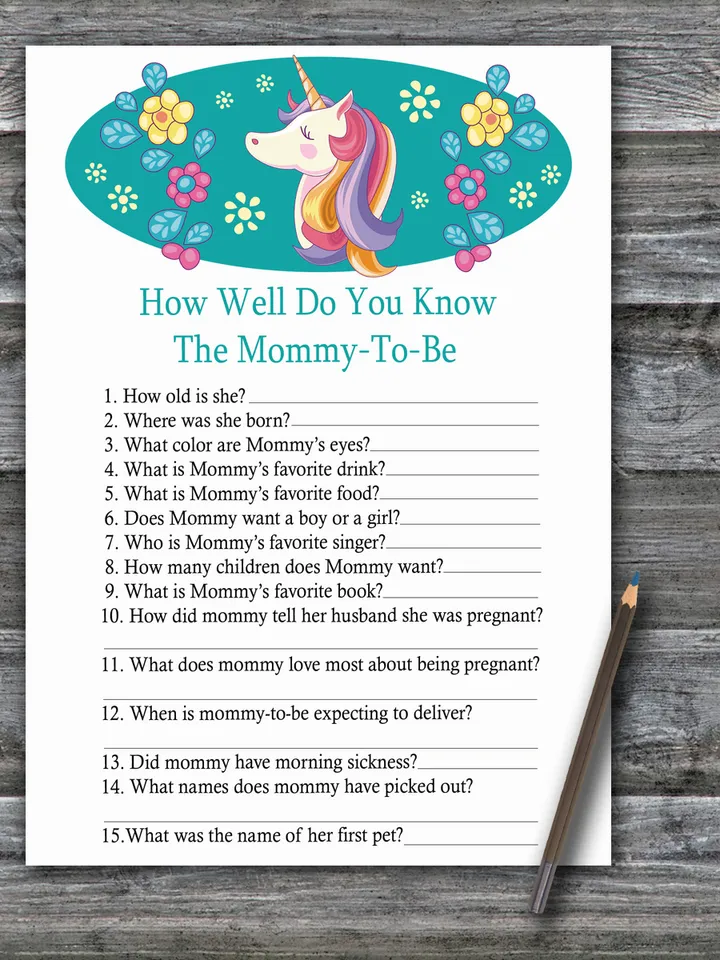 Rainbow Unicorn How well do you know baby shower game card,Unicorn Baby ...