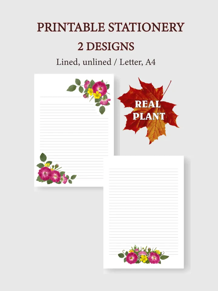 Pressed Flowers Printable Letter Writing Paper From Real Dried Plants ...