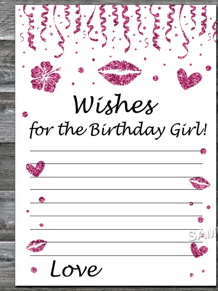 Pink glitter Wishes for the birthday girl,Adult Birthday party game-fun ...