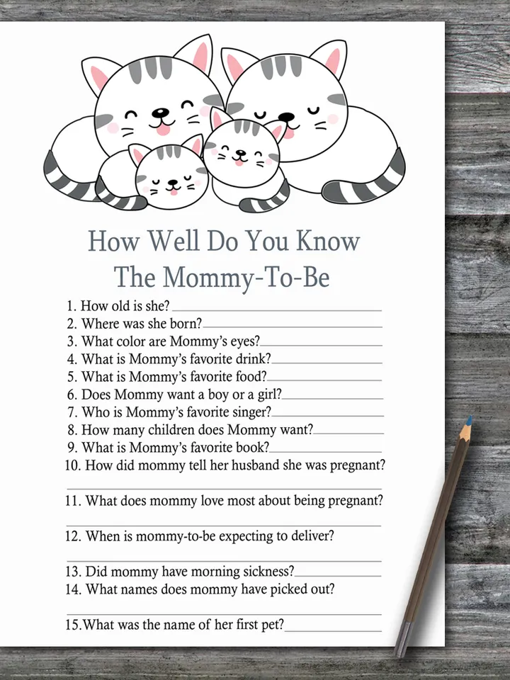 Kittens How well do you know baby shower game card,Cat or Kittens Baby ...