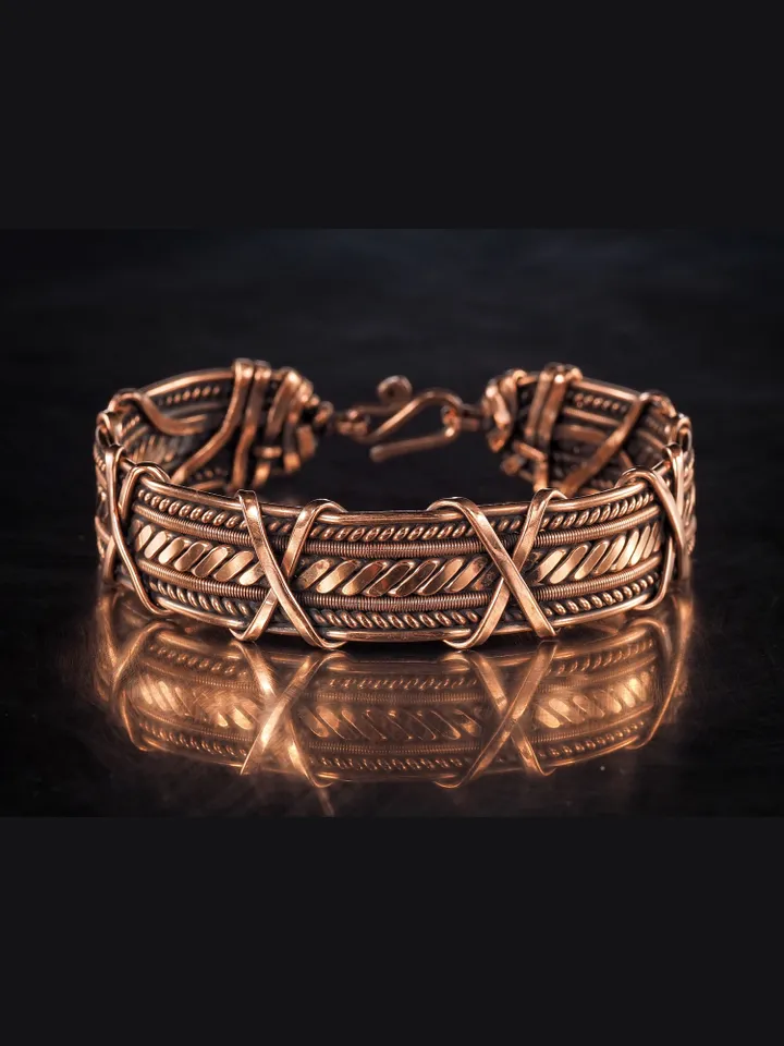 Woven copper wire bracelet Antique style handcrafted copper jewelry ...