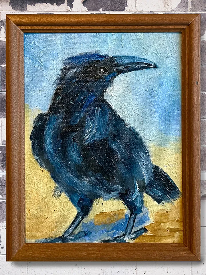Raven Painting, Original Bird Oil Painting, Framed Artwork $68.00 | Buy ...