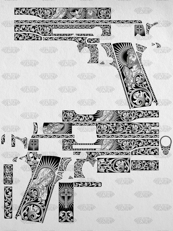 VECTOR DESIGN Colt 1911 government Mercious Jesus and Virgin Mary $130. ...