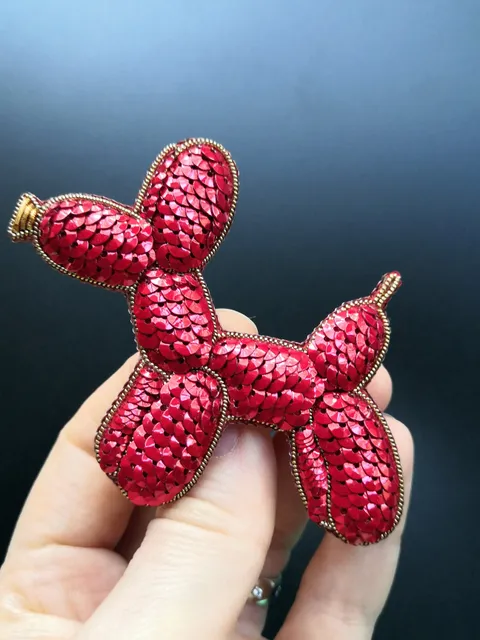 Balloon dog brooch pin beaded brooch gift for woman $68.00 | Buy online ...