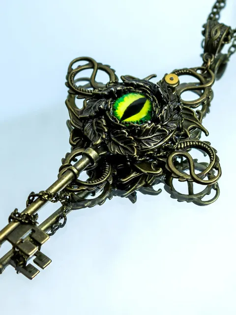 Handmade Unique Key Necklace with Swarovski Crystals and Lapis Lazuli ...