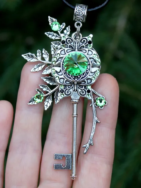 Handmade Unique Key Necklace with Swarovski Crystals and Lapis Lazuli ...