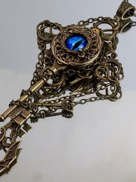 Handmade Unique Key Necklace with Swarovski Crystals and Lapis Lazuli ...