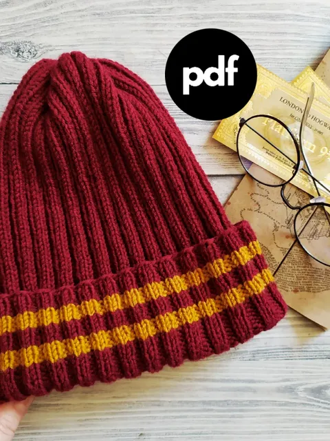 Ribbed Knit Hat knitting pattern pdf digital file $4.00 | Buy online ...