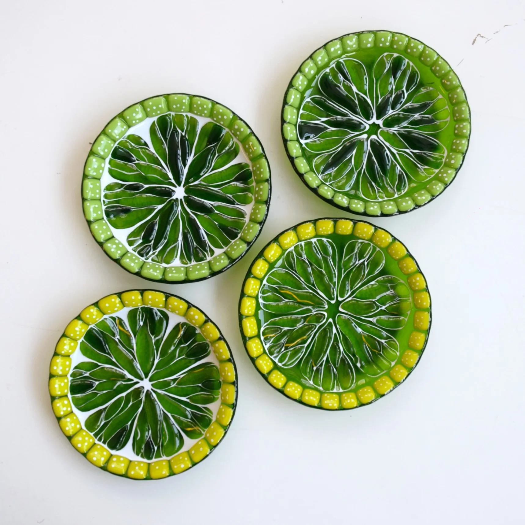 Small decorative fused glass dishes for lemon, fruit - Dessert serving ...