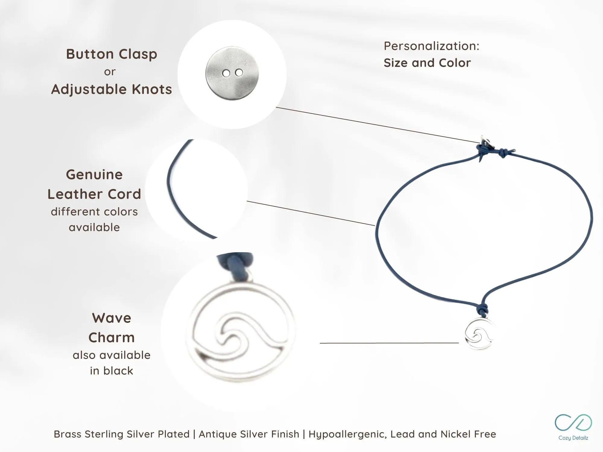 Cool Surfer WAVE Pendant NECKLACE | Silver Surf Pendant Choker Necklace ...