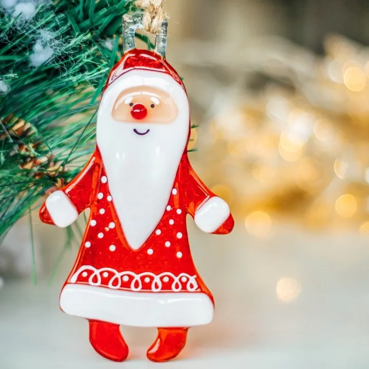 Santa Claus glass trees decoration - window art glass Santa Claus ...