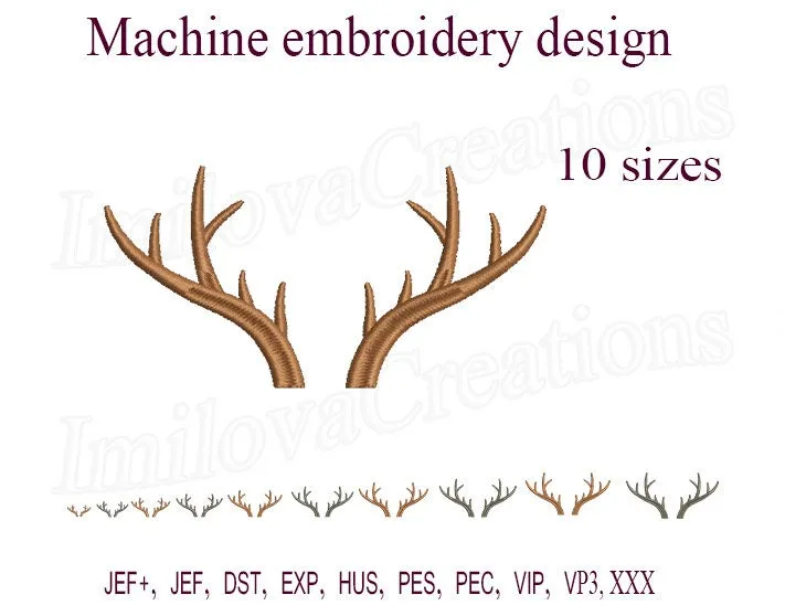 Deer Antlers embroidery design Antlers embroidery file $1.69 | Buy ...