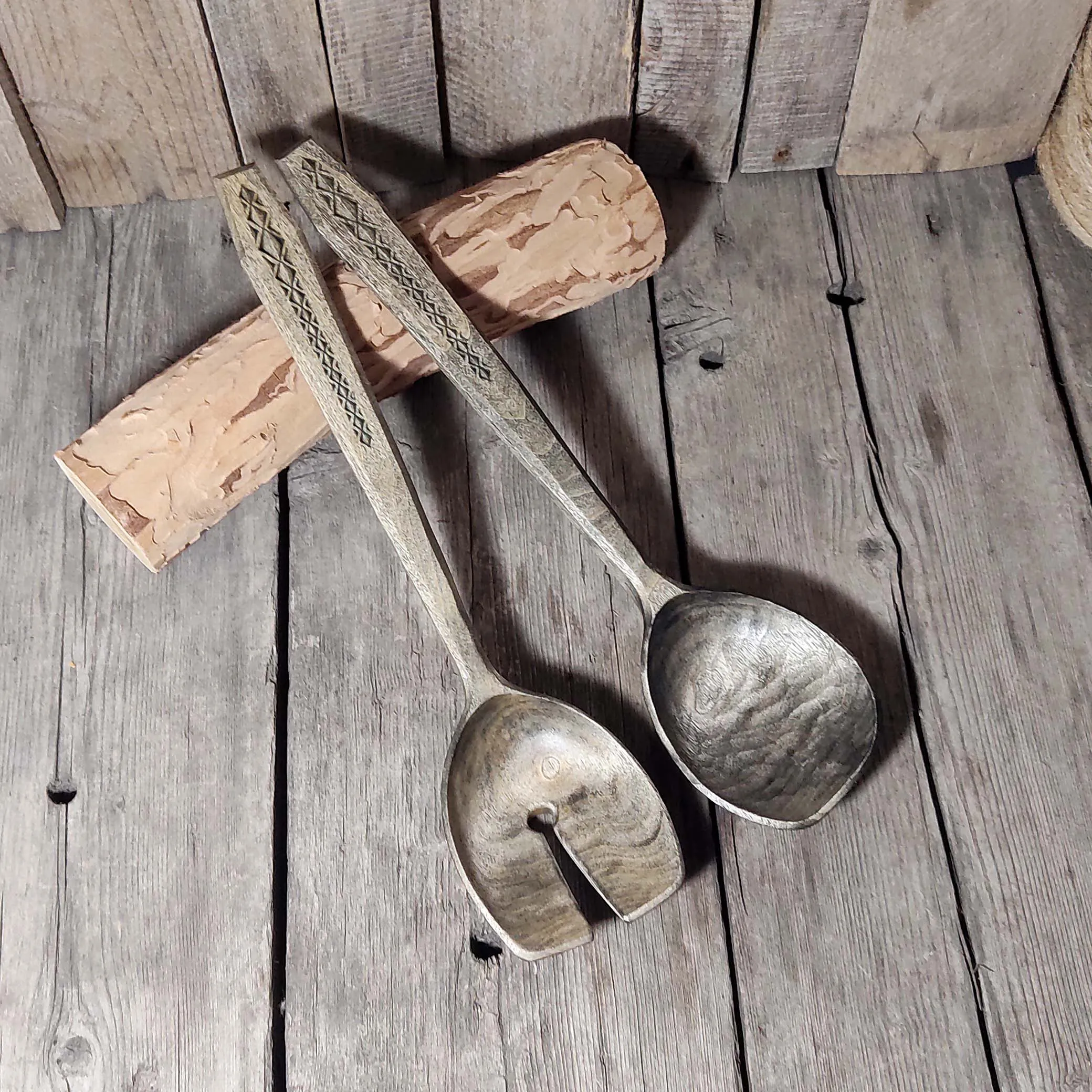 Handmade wooden spoons set Server salad spoons Wooden serving salad set ...