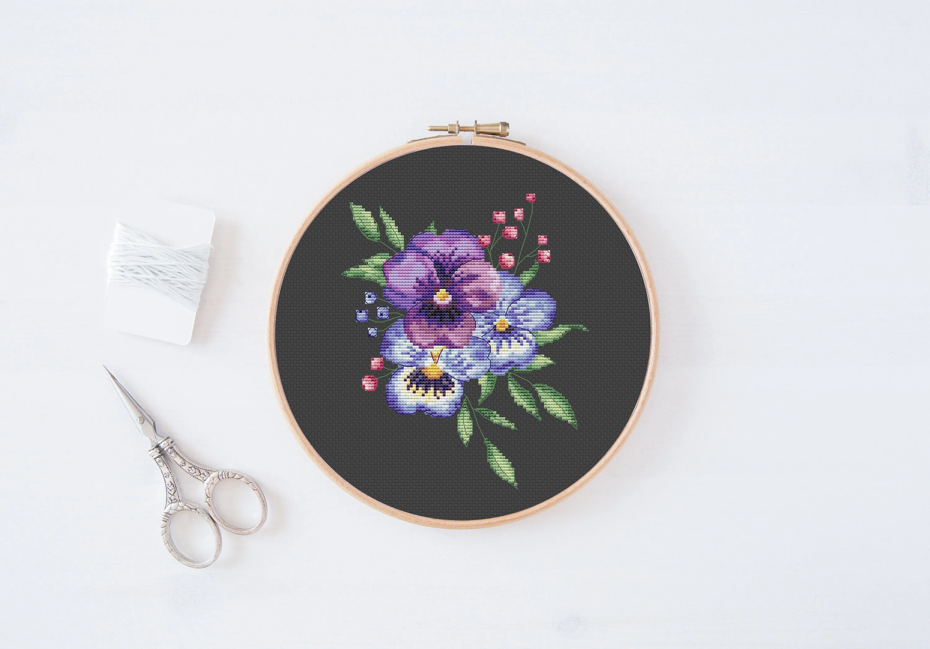 Pansies Cross Stitch Pattern PDF, Pansy Cross Stitch Pattern, Spring ...