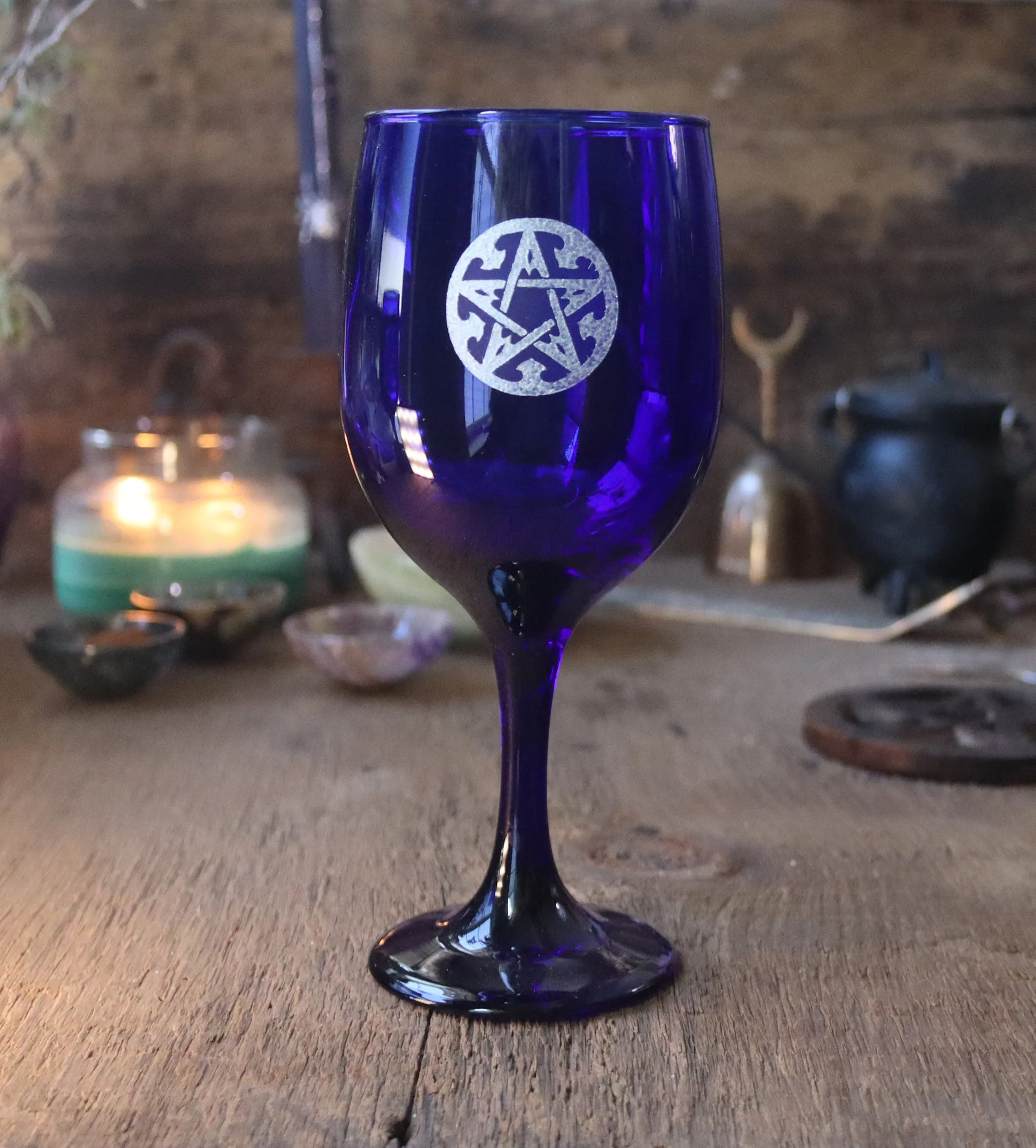 Pentacle Chalice, Witch's Pentacle Chalice, Blue Chalice with Silver ...