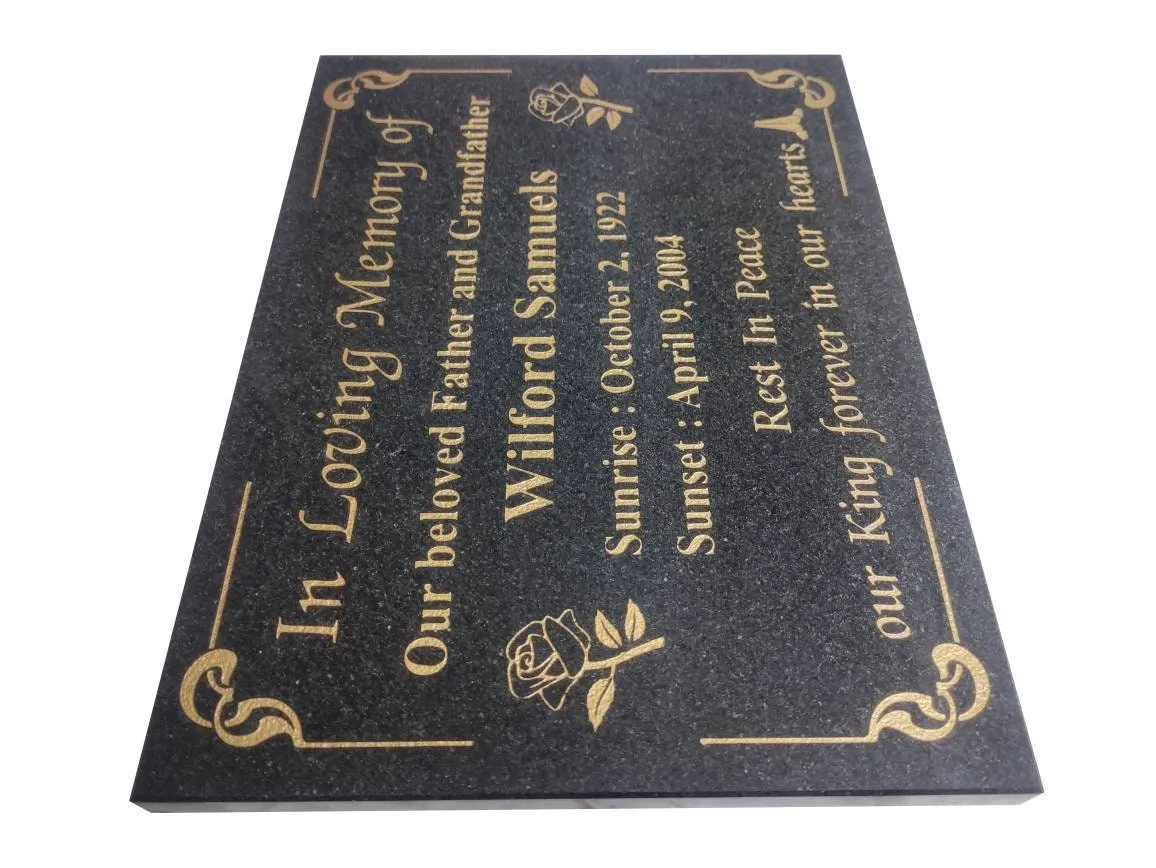 Memorial Human Grave Marker Black Granite Engraved Headstone Tombstone ...