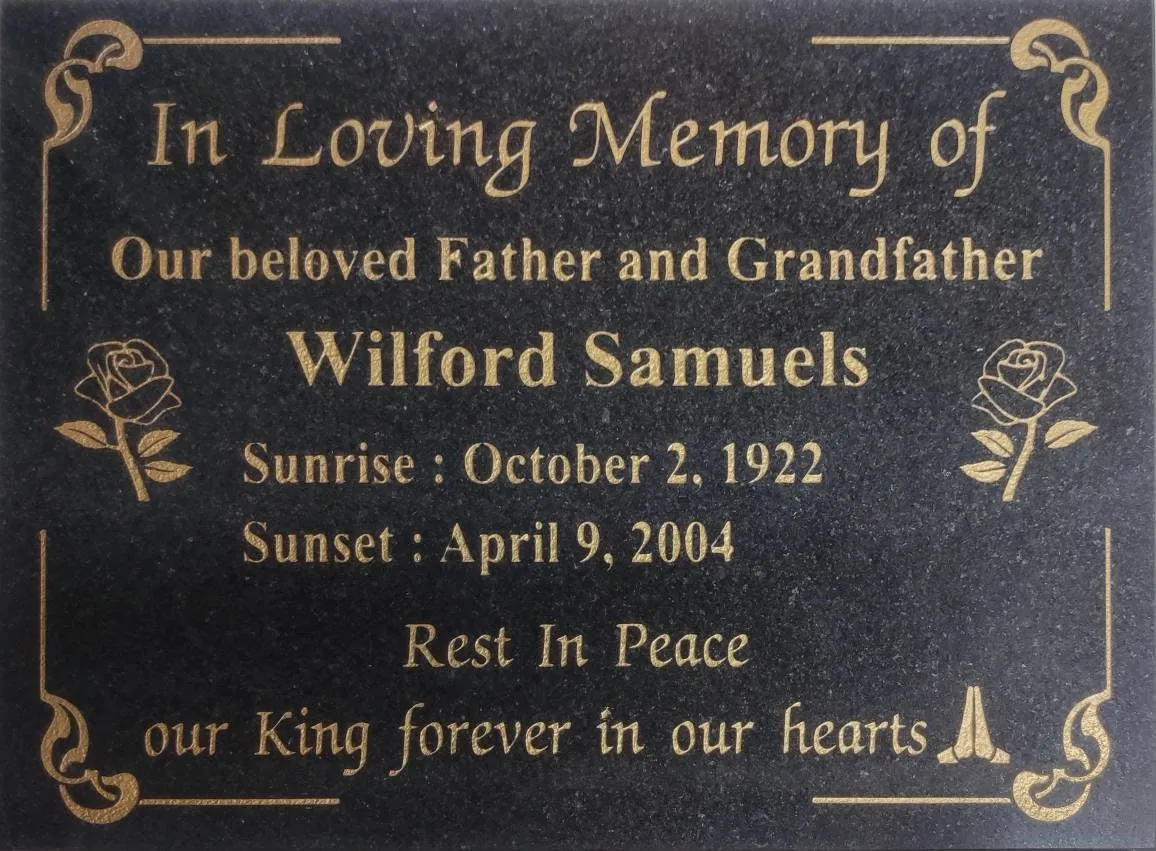 Memorial Human Grave Marker Black Granite Engraved Headstone Tombstone ...
