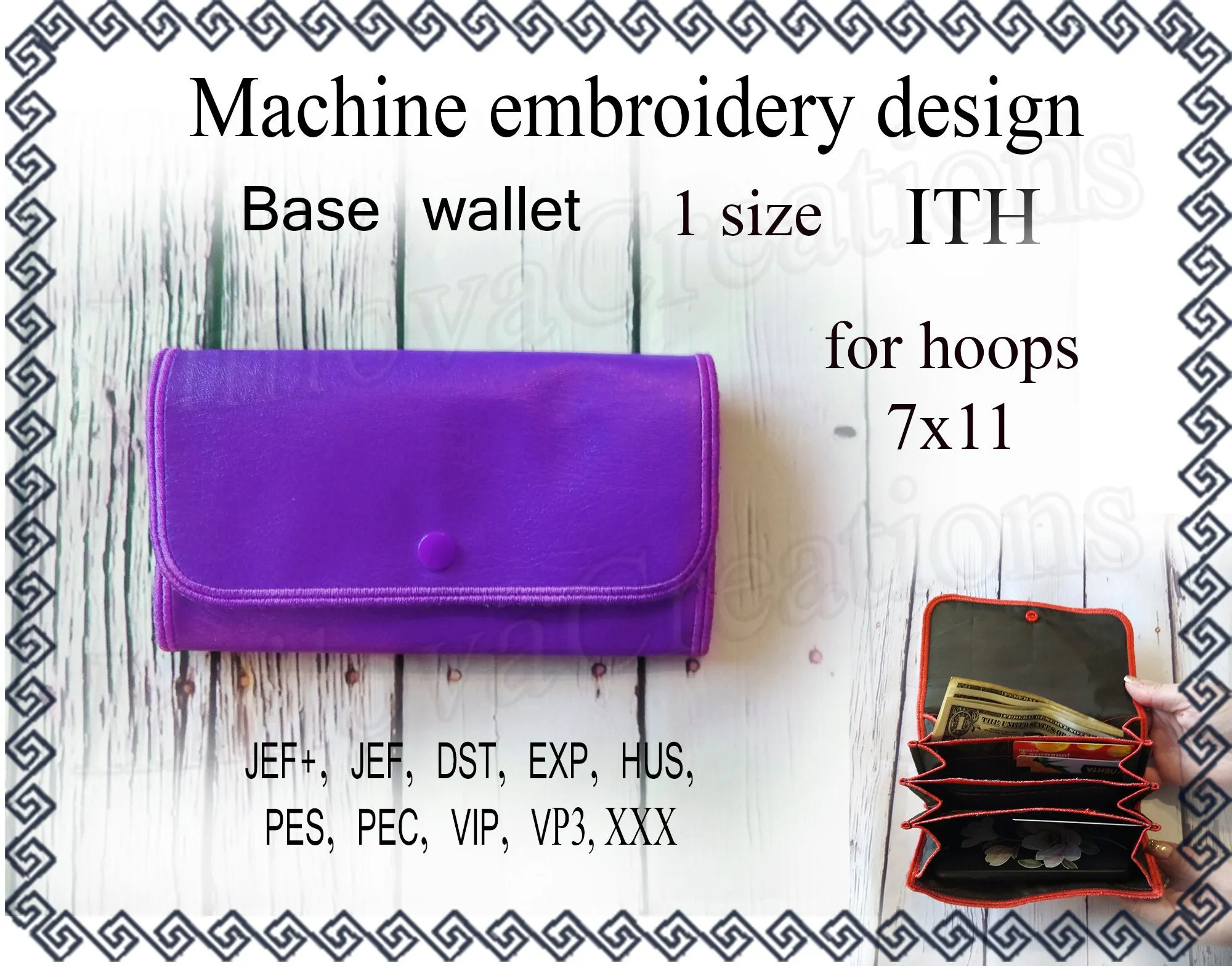 Base Wallet Machine embroidery designs In the Hoop purse, phone case ...