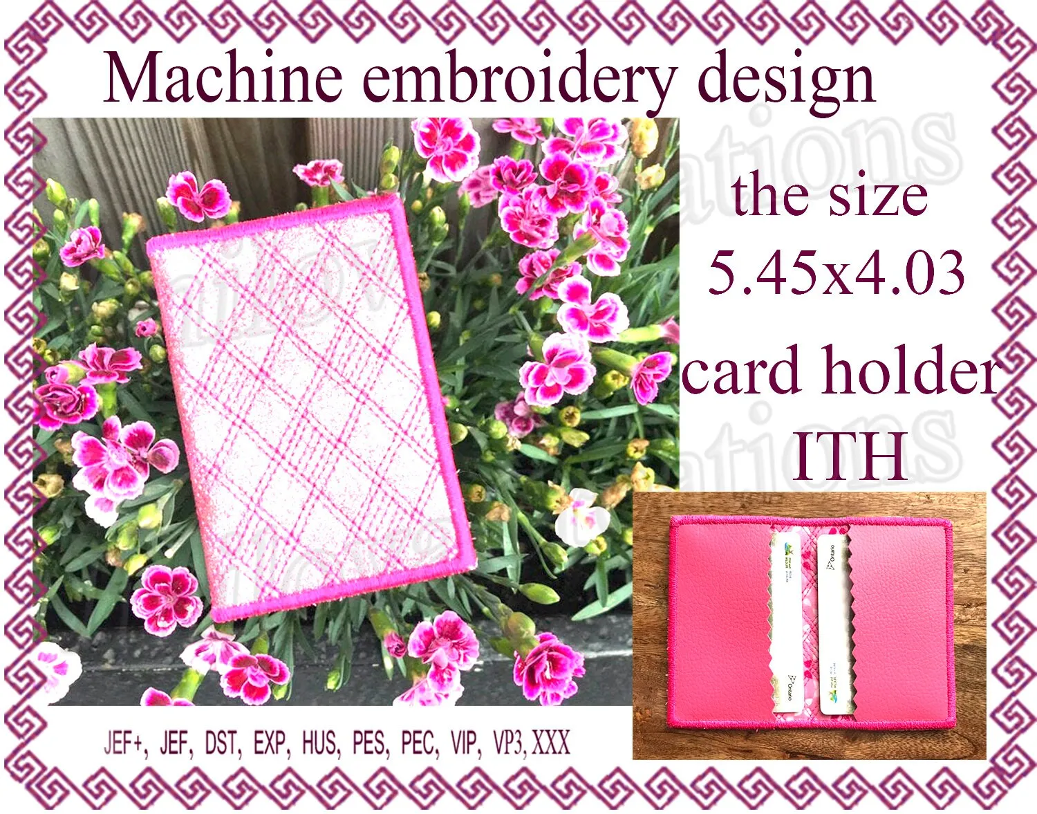 Card holder machine embroidery design Card case Business Case ITH ...